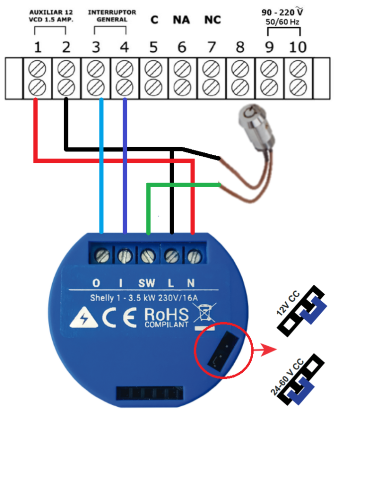 Shelly – Diagrama de conexión SHELLY1 y Yonusa. | iOnOff Smart Home ...